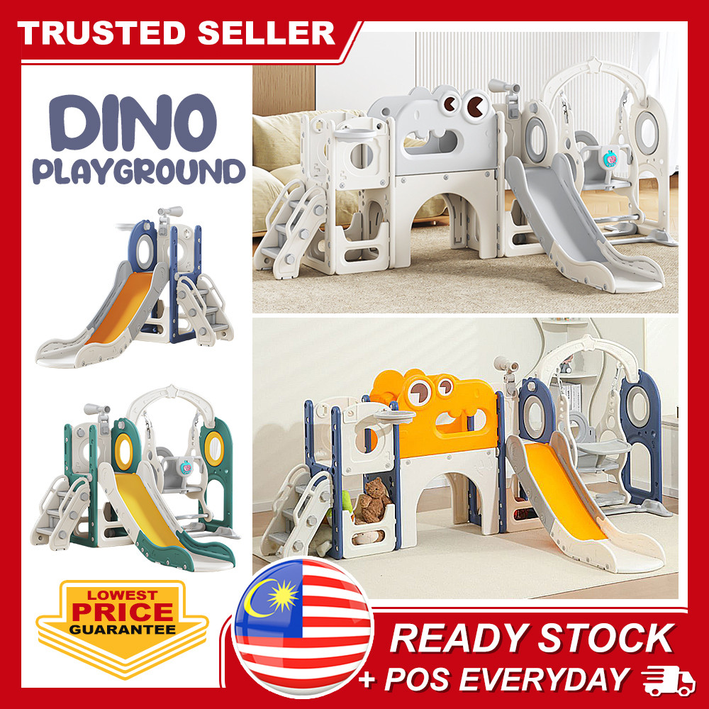 DINO PLAYGROUND Swing Slide And Basketball Hook Indoor Outdoor Mini ...
