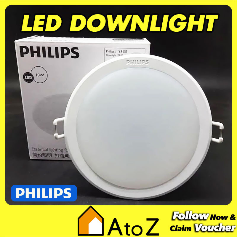 Essential Philips LED Downlight 10W Round 3000K Warm White Lighting ...