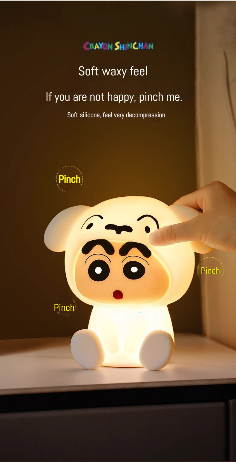 Touch Sense Crayon Shin-Chan Night Light Cute Soft Two-speed Adjustable ...