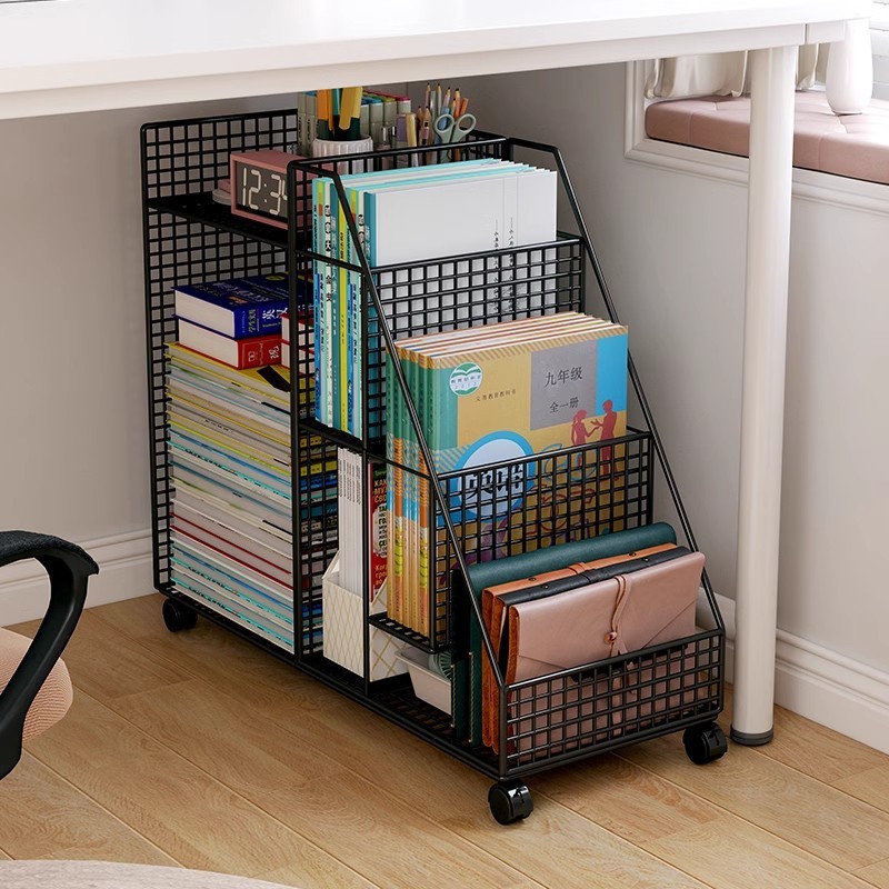 Cart Rack Bookshelf Rack Floor-standing Book Storage Box Removable Iron ...