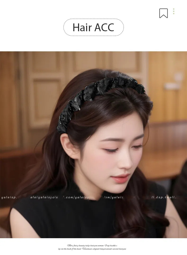 Temperament Headband Women's New High Cranial Top Non-slip Mesh Yarn ...