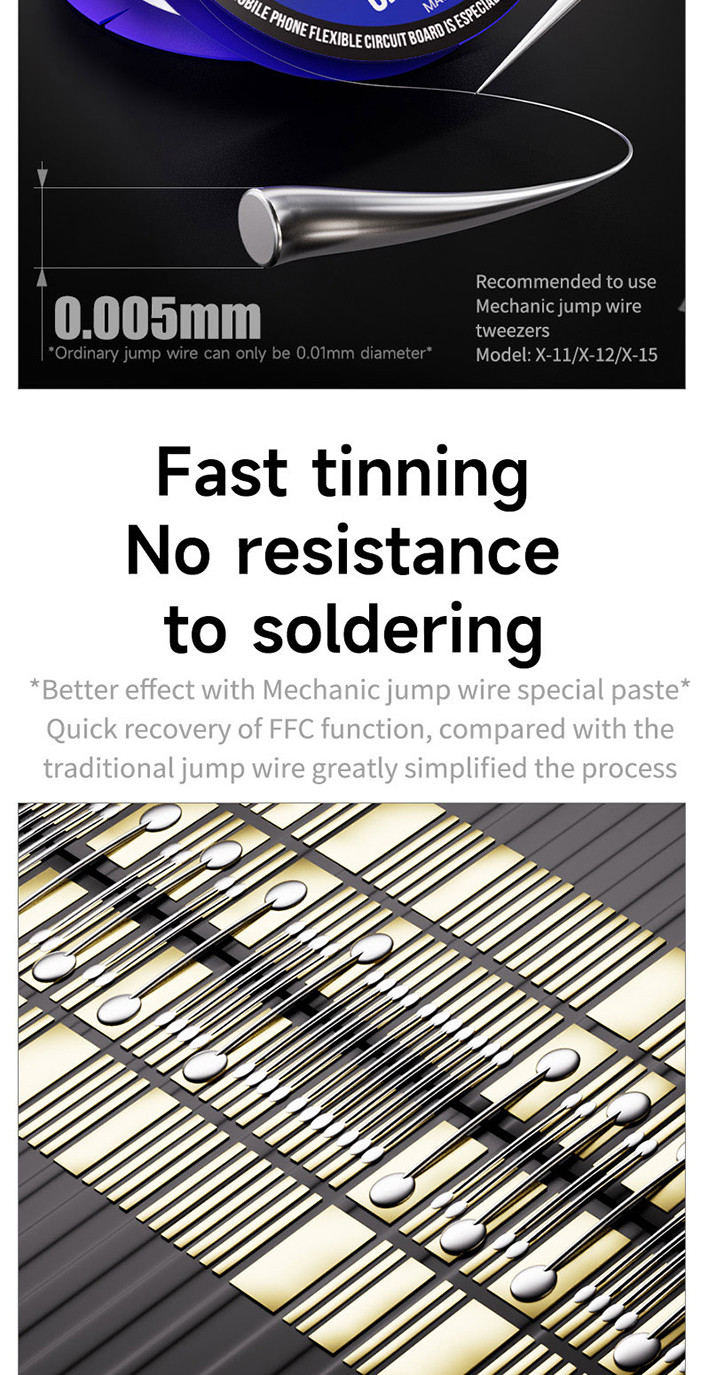 MECHANIC Jump Wires FX105 FS205 FJ201 FJ202 FX202 Extra-fine Silver Jump WireMobile phone PCB ...