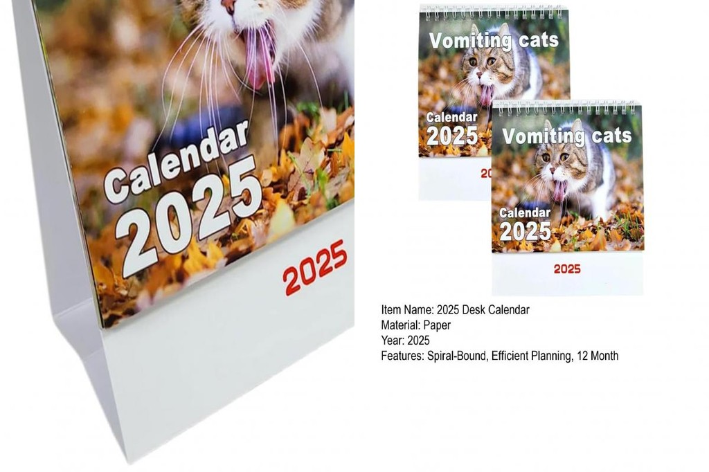 PEN| Cute Desktop Flip Calendar Cat Lover Calendar 2025 Vomiting Cat ...