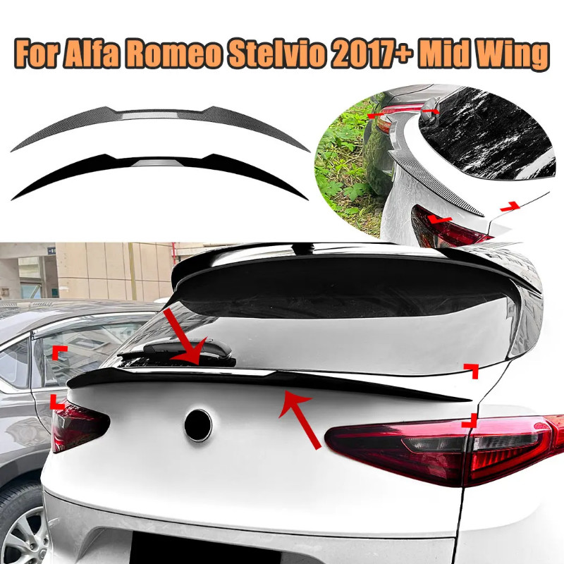For Alfa Romeo Stelvio 2017+ Car Rear Wing Fixed Wind Wing Spoiler ...