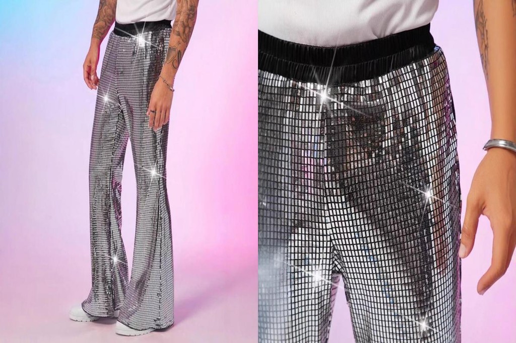CMN- Sequin Party Pants Dazzling Sequin Trousers Men's Sequin Flared ...