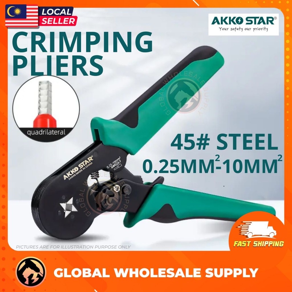 AKKO STAR Crimping Pliers 0.25-10mm² Iron Nickel Alloy Jaws Cable ...