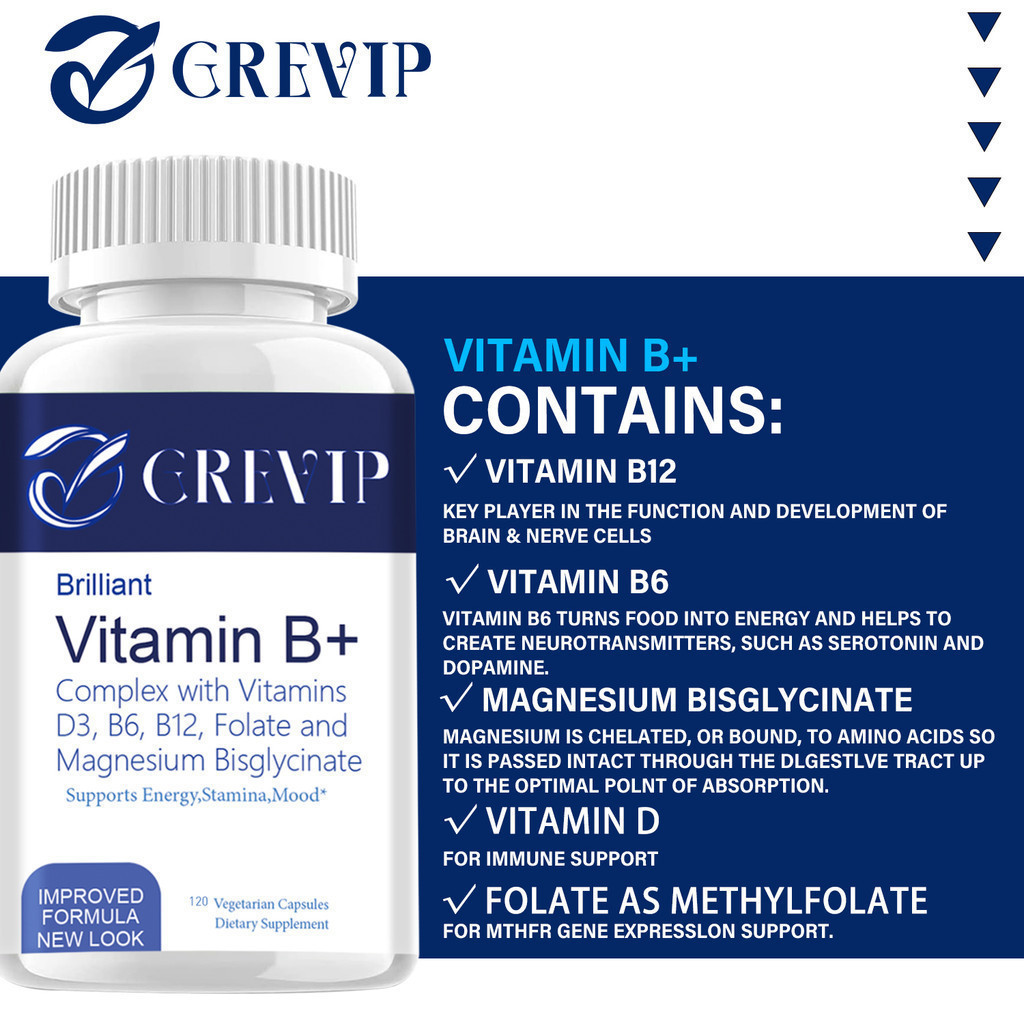 GREVIP Vitamin B Complex supports endurance, mood and energy production ...