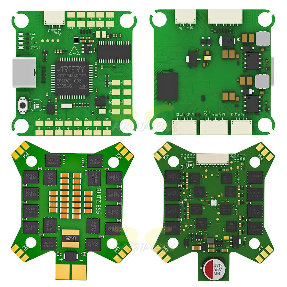 iFlight 30.5×30.5mm BLITZ ATF435 Flight Controller & E55S 55A 2-6S 4In1 ...