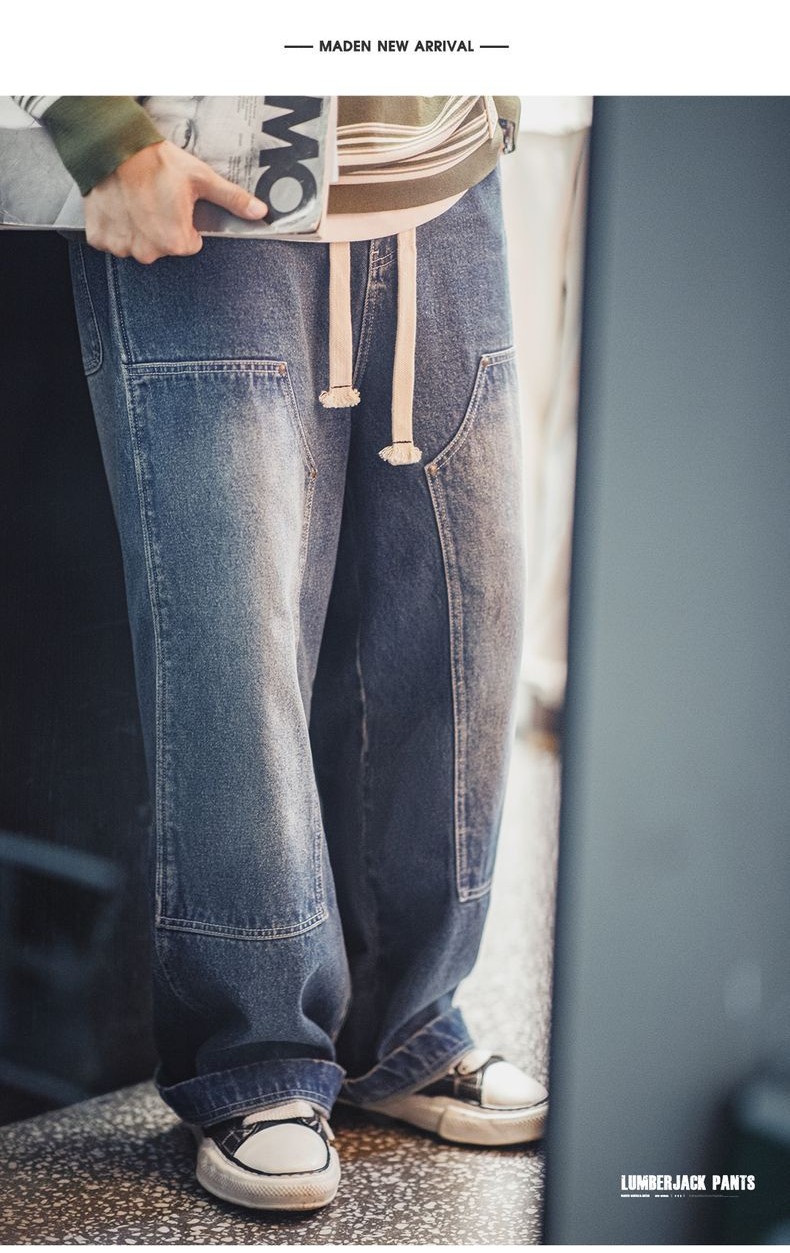 Maden Tooling American Retro Double Knee Logging Jeans Washed ...