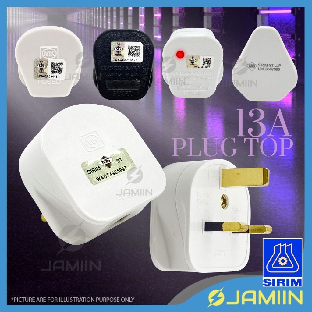 SIRIM 13A 3pin Plug Top UK Plugtop Extension Plug Heavy Duty Bakelite ...