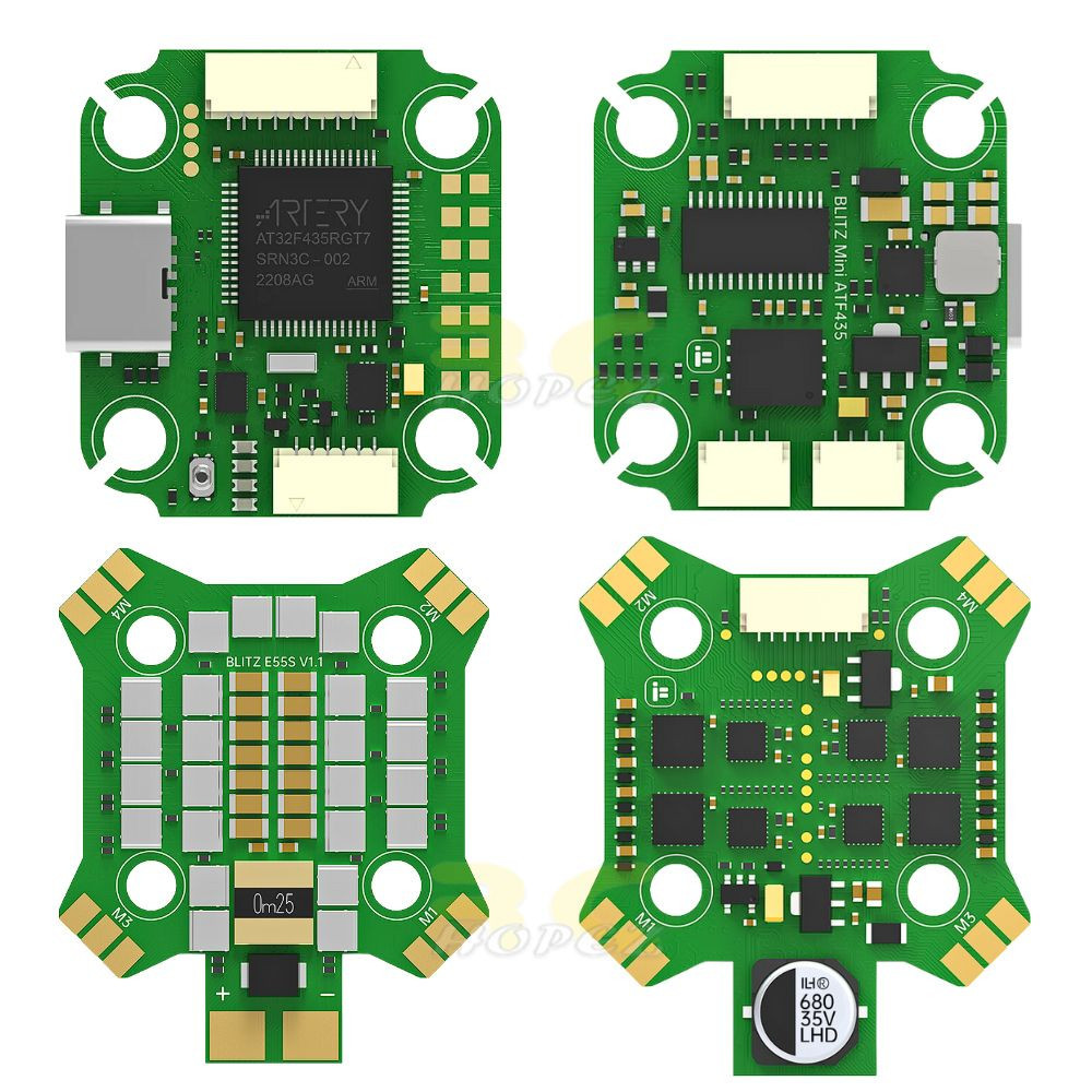 iFlight 20x20mm BLITZ Mini ATF435 Flight Controller & Mini E55S 55A 2-6S 4In1 ESC for RC FPV ...