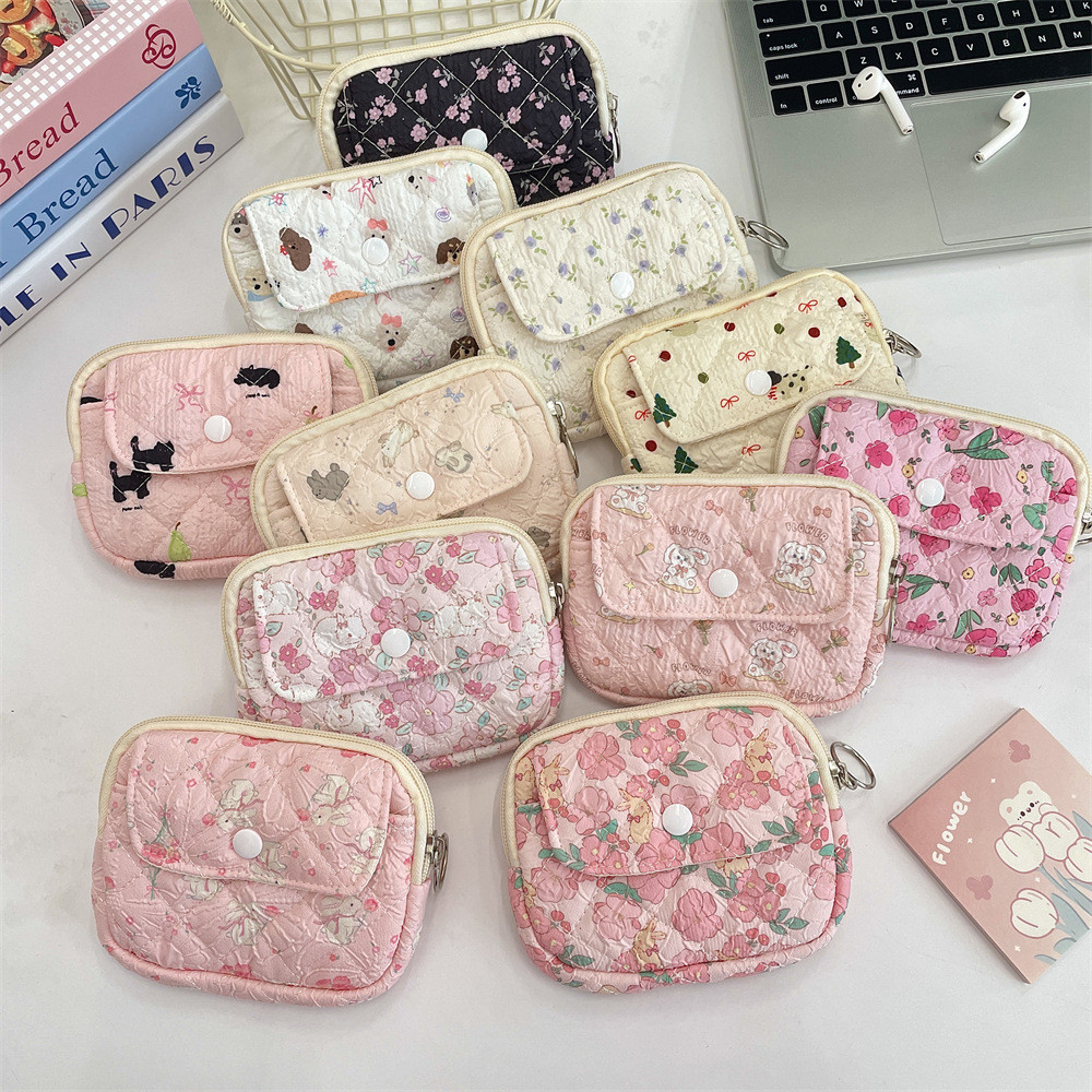 New Pink Quilted Coin Purse Cute Cartoon Card Holder Key Case ...