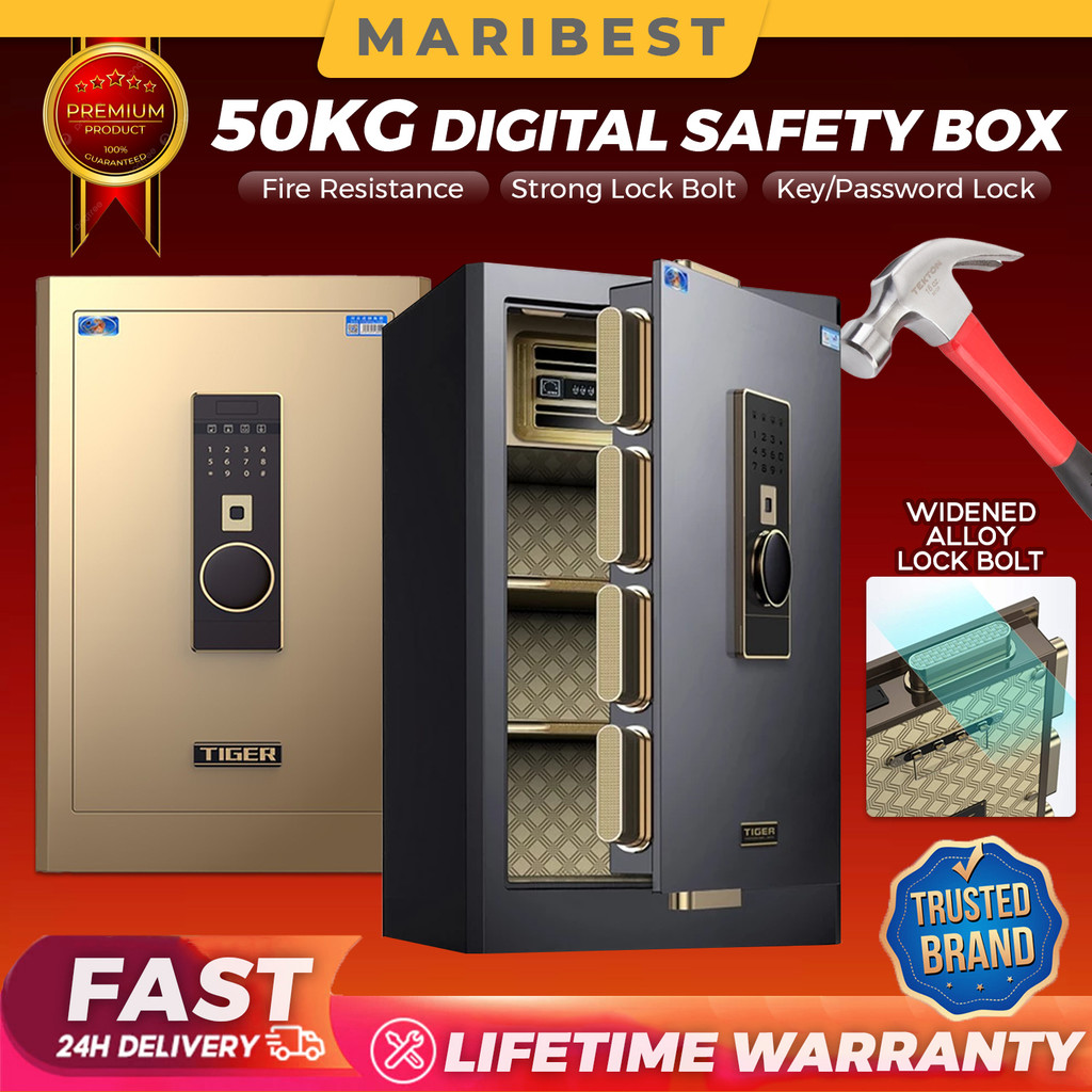 80CM Safety Box Fingerprint Digital Safety Box Money Box With Lock Safe Box Home Peti Besi ...