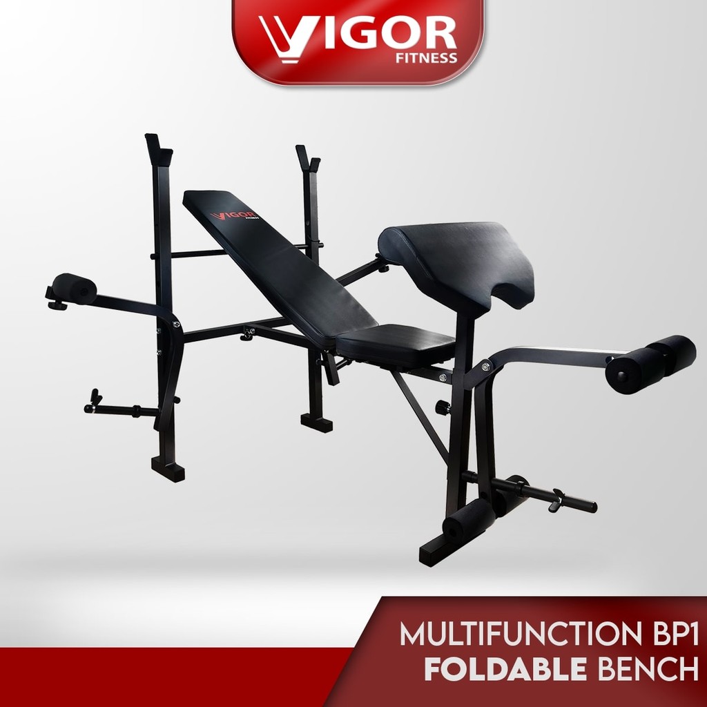 Vigor Fitness Barbell Press Weightlifting Bench With Preacher Curl Pad ...