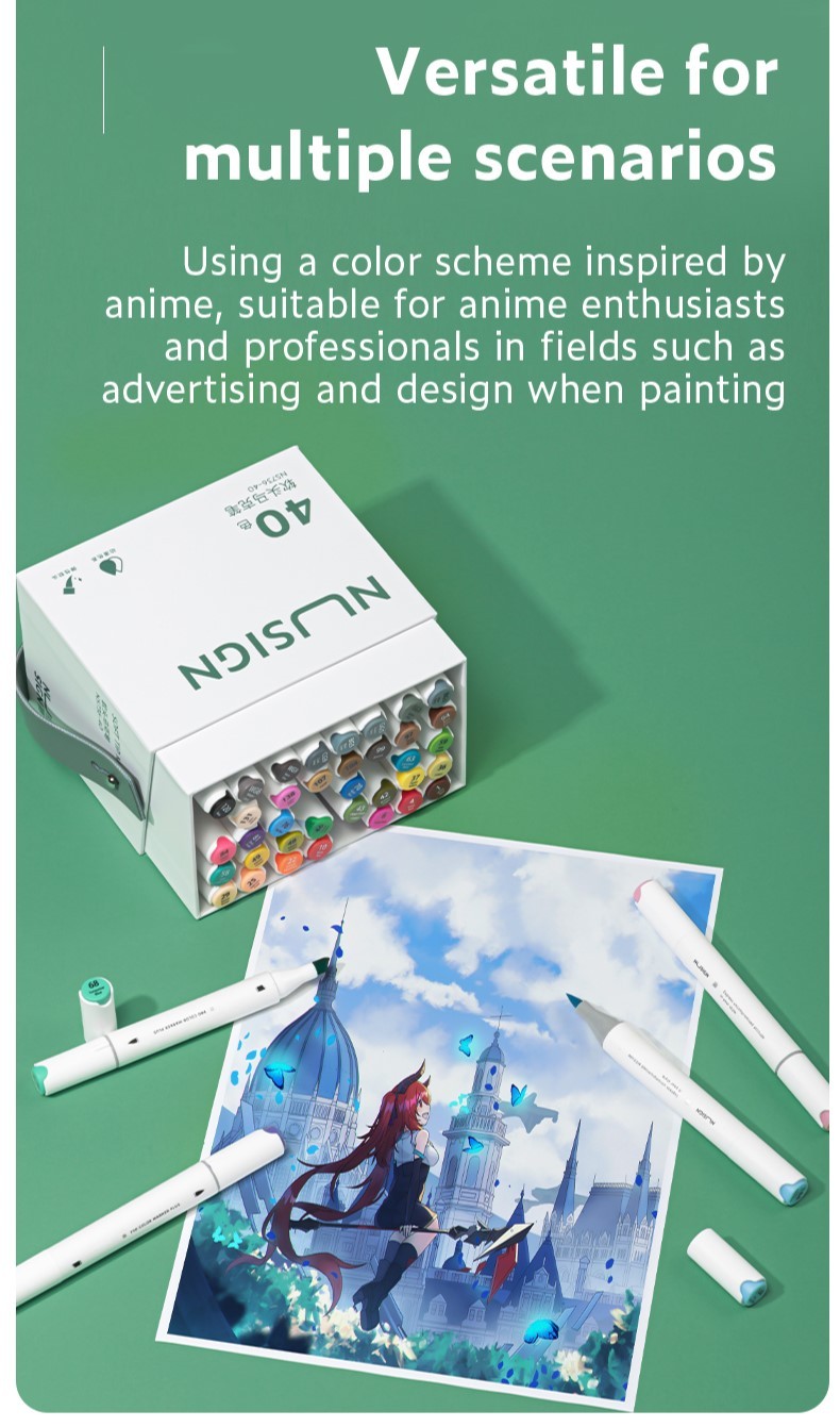 Deli Nusign Professional Twin Tip Painting Brush Marker Anime Landscape ...
