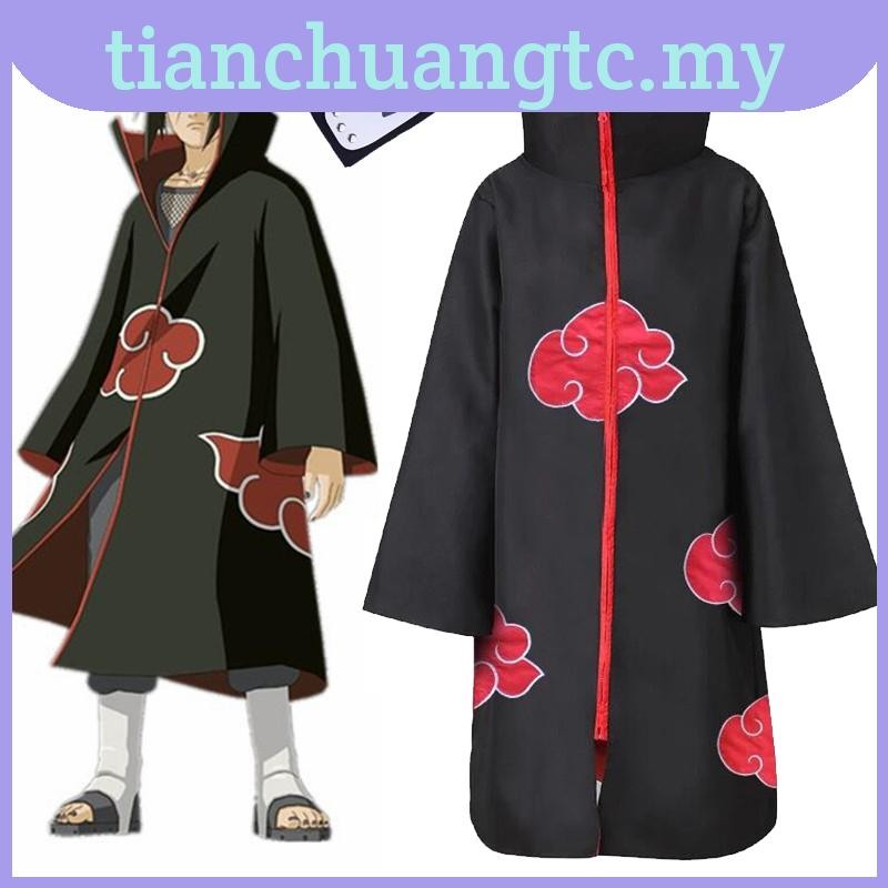 Anime Naruto Akatsuki Uchiha Itachi Cosplay Costume Robe Cloak Wind ...