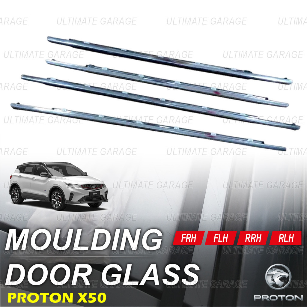 ORIGINAL MOULDING DOOR GLASS PROTON X50 CHROME BLACK SEAL RUBBER OUTER ...
