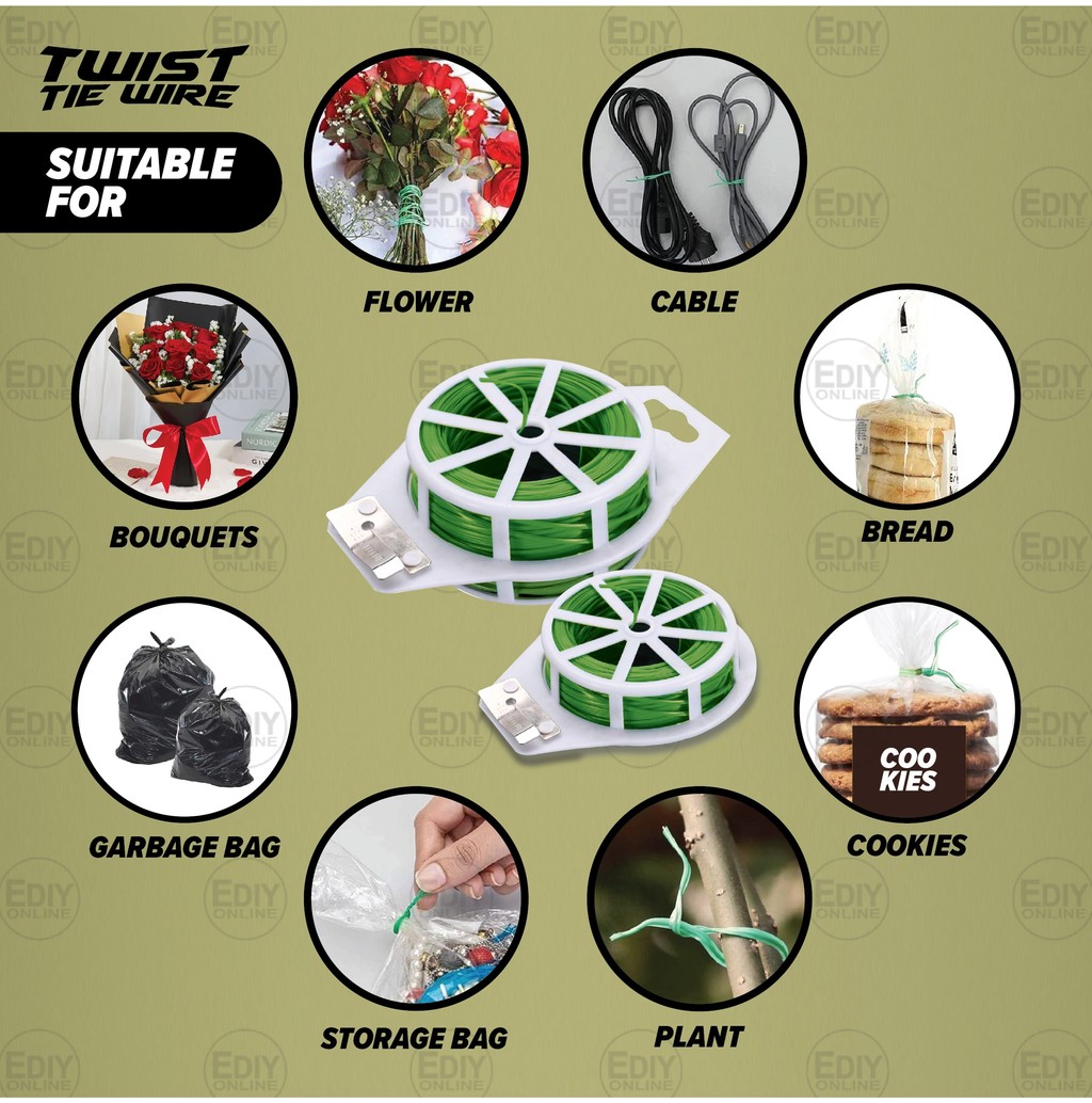 200m Twist Tie Cutter Pengikat Bunga Telur Dawai Hijau String Rope 扎带 ...