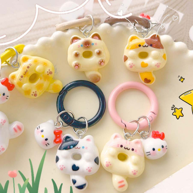 1/2/3PCS Sweet Donut Kitty Keychain - Backpack Hanging Charms - Cute ...