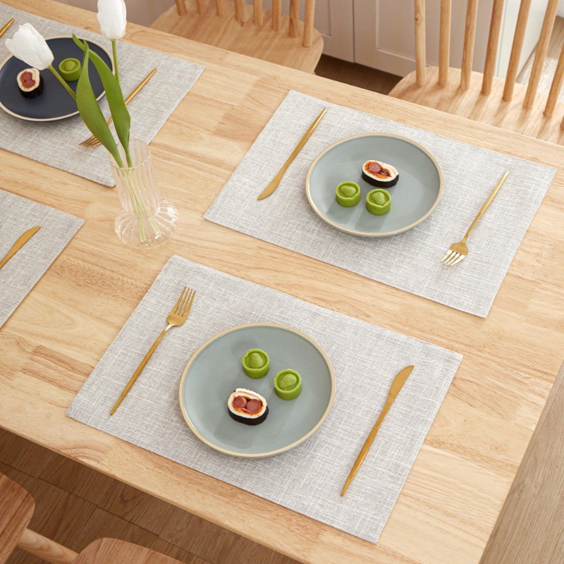 Nordic Ins Style Linen Solid Color Table Mat with Insulation and Heat ...