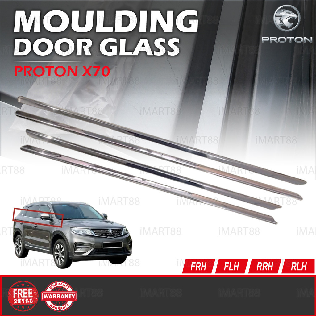 ORIGINAL MOULDING DOOR GLASS PROTON X70 CHROME BLACK SEAL RUBBER OUTER ...