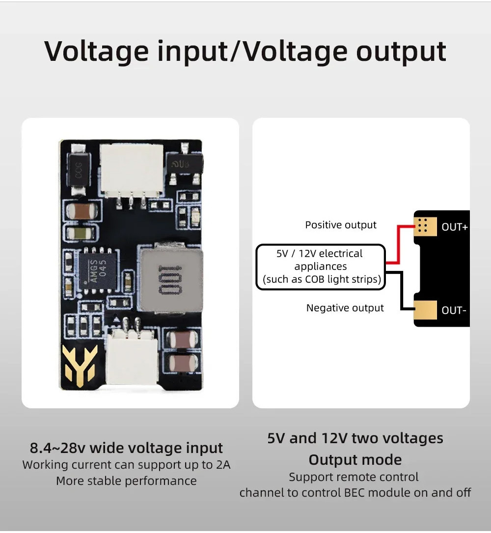 HGLRC 5-12V BEC Remote-controlled BEC Step-down Module Supports Two ...