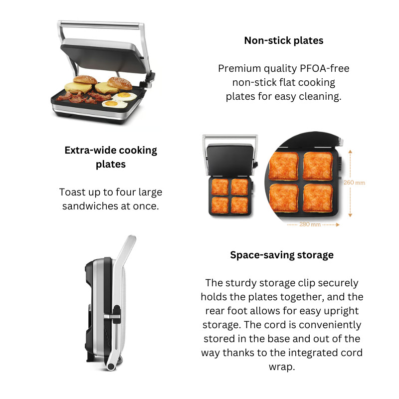 Breville LSG545 The Toast & Melt™ 4 Slice Sandwich Press Non-stick ...