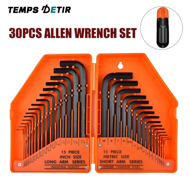 30 pcs/Set Hexagonal Wrench Set, L-Shaped CR-V Hexagonal Wrench, Metric ...