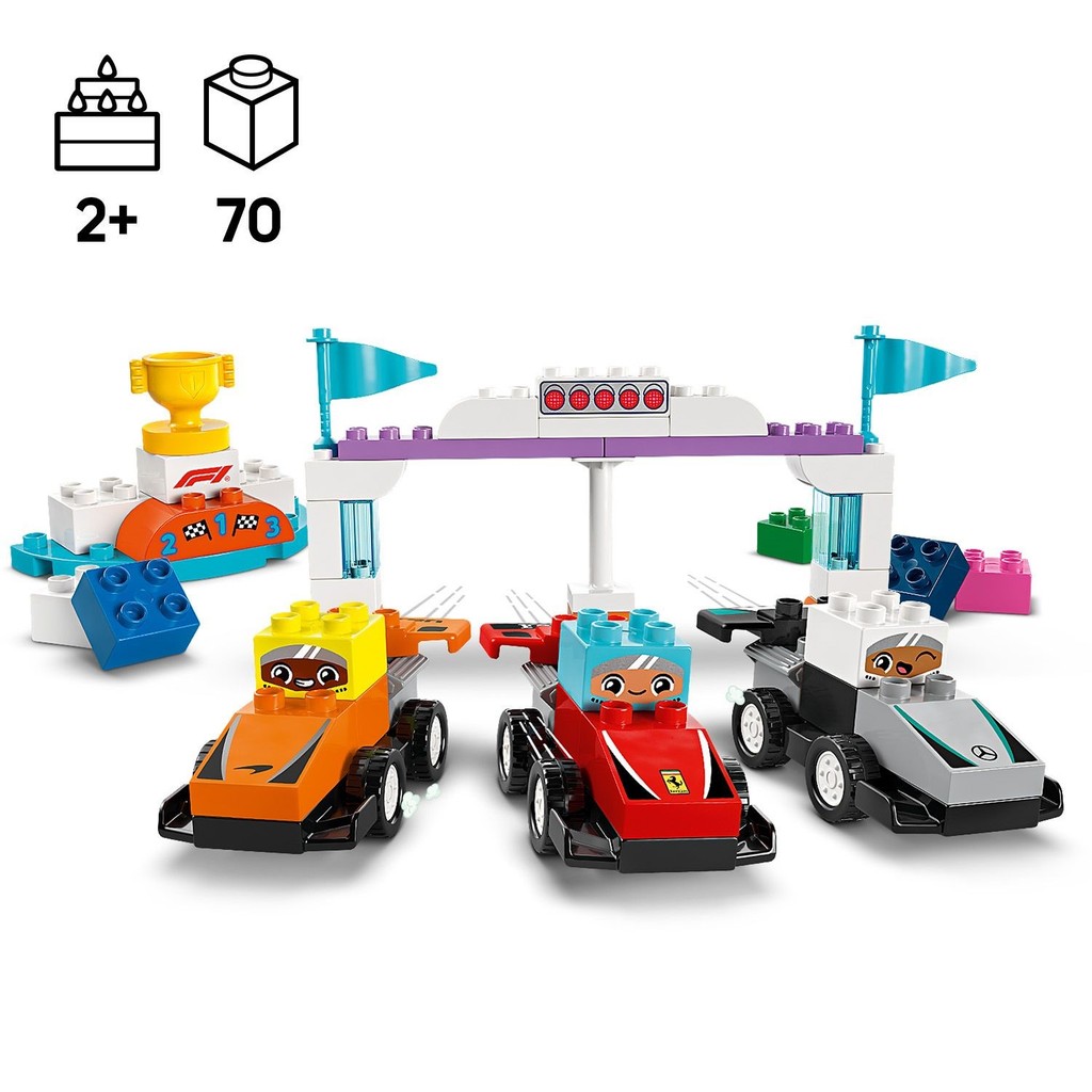 LEGO 10445 DUPLO F1 Team Race Cars & Drivers Building Toy Set (70 ...