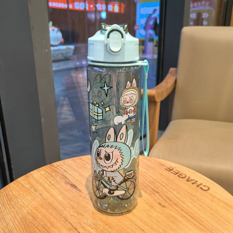 Transparent Cartoon Cute Plastic Labubu water cup Water Bottle For Kids ...