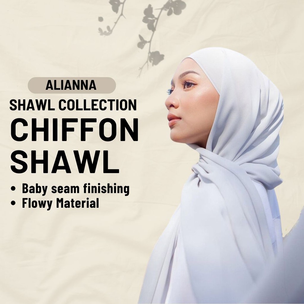 ZOE ARISAH TUDUNG SHAWL CHIFFON HIJAB Plain 2026 Tudung Flowy Senang ...