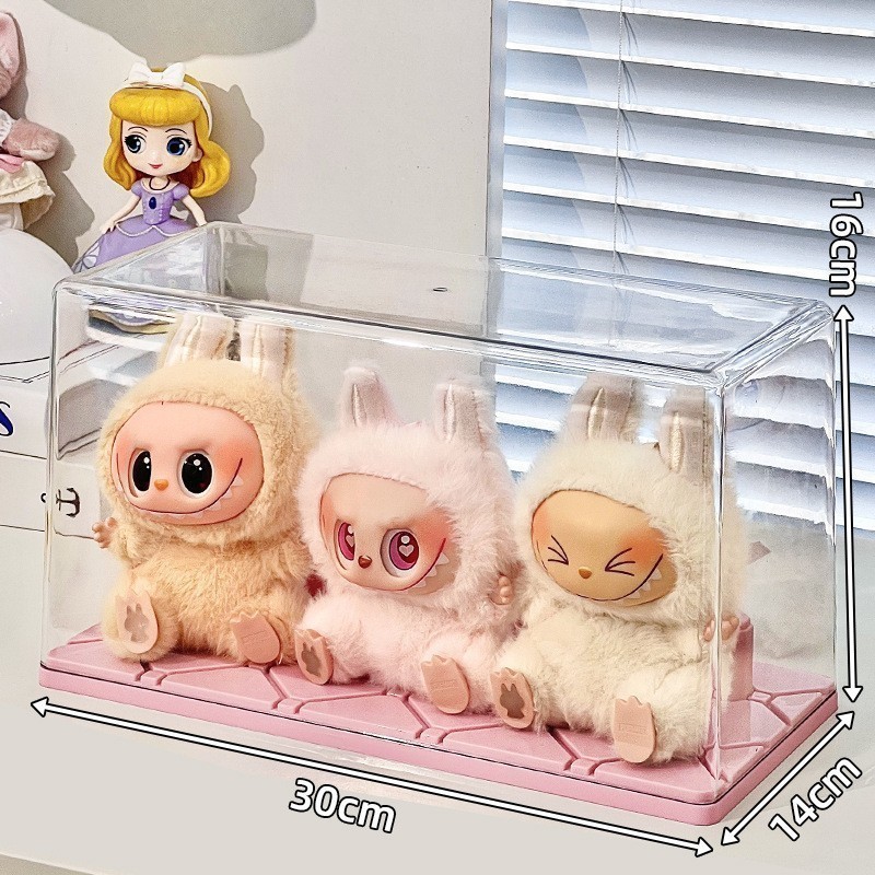 Cartoon Labubu Display Box Stackable Labubu Doll Storage Box Building ...