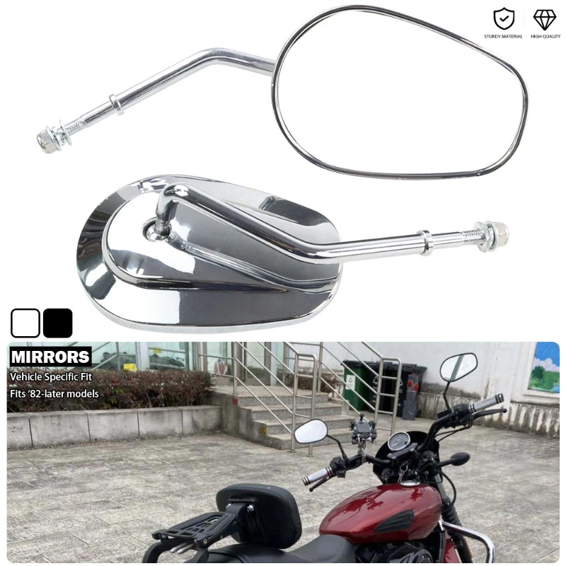 Tapered Mirrors Chrome Rear View Mirror Fit For Harley Road King ...