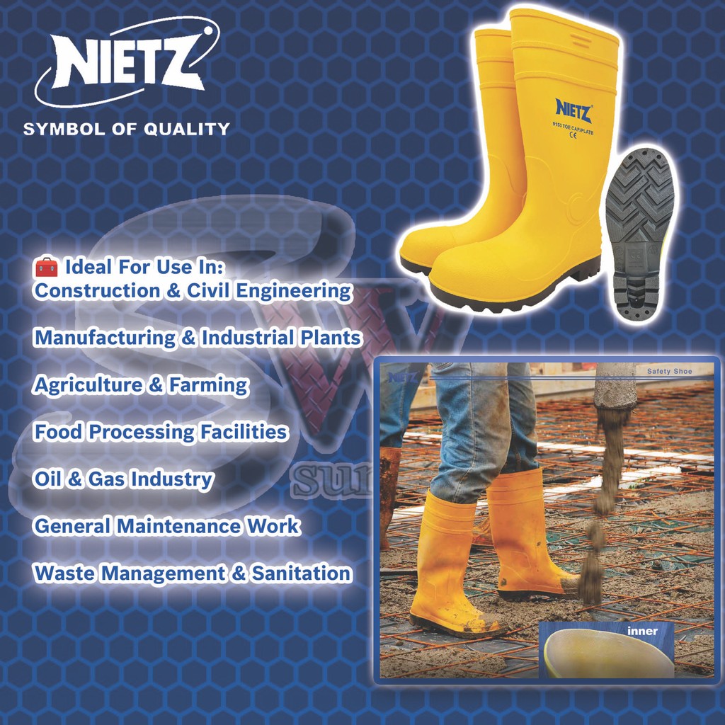 NIETZ Heavy Duty Safety Wellington Boots Safety Rubber Shoe PVC #9153 ...