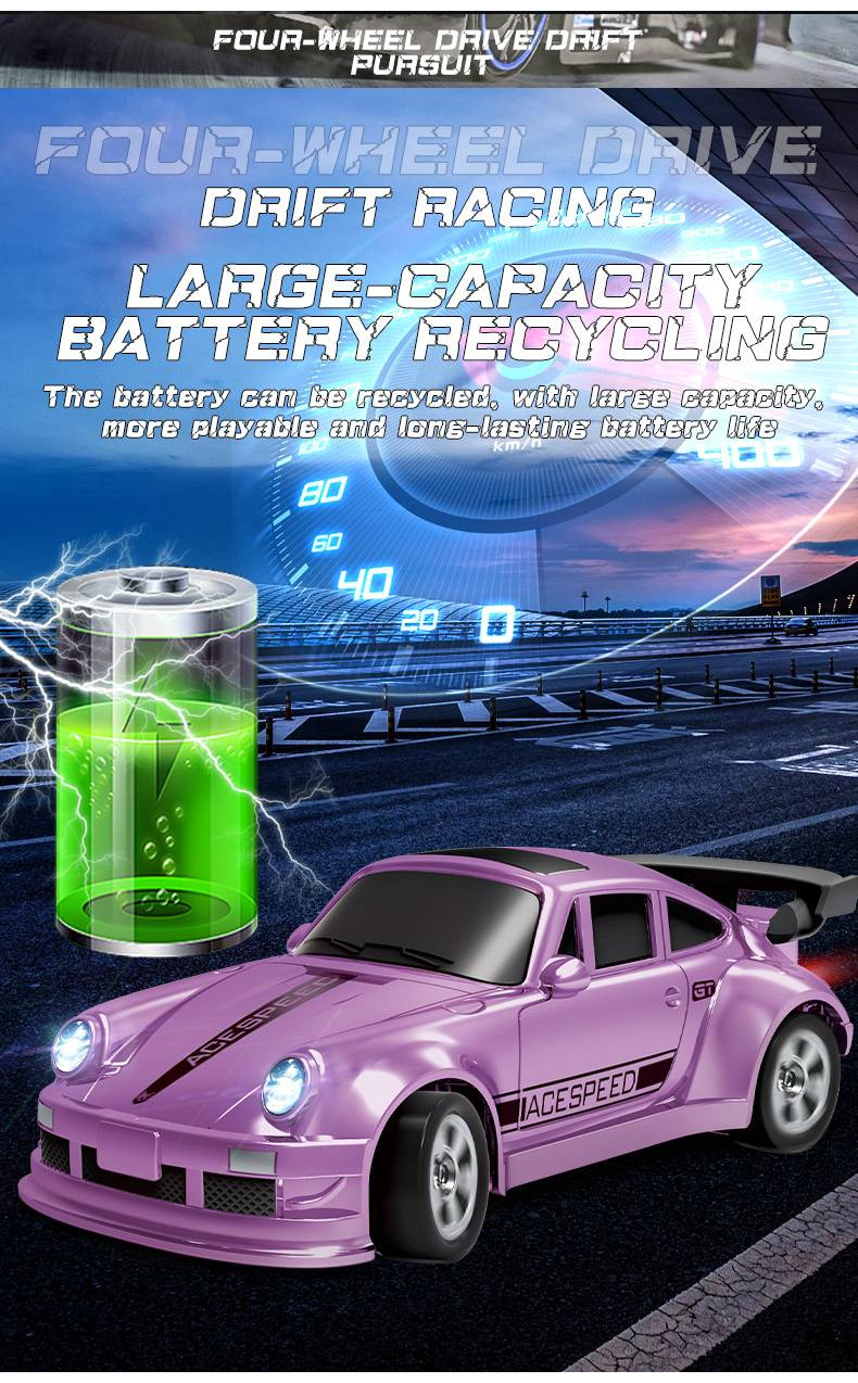 1/64 Mini 4WD RC Car Proportional Throttle Steering Remote Control ...