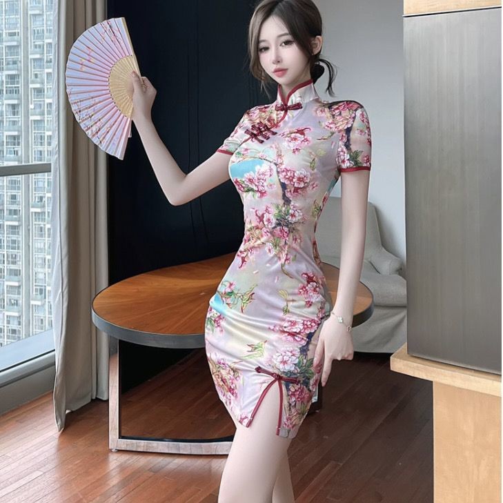 [HMYY] Ready Stock~150kg Large Size Slightly Fat mm Improved Cheongsam ...