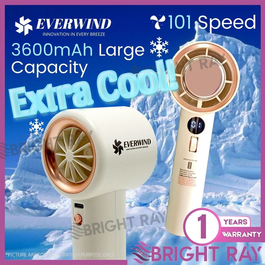 EVERWIND 101 SPEED Fan Mini Rechargeable Fan Kipas Angin Kipas Mini ...