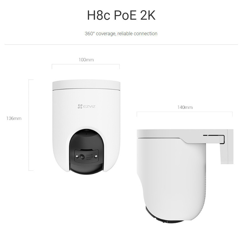 EZVIZ H8C PoE 3MP 1296P 2K Two Way Talk Pan/Tilt Color Night Vision ...