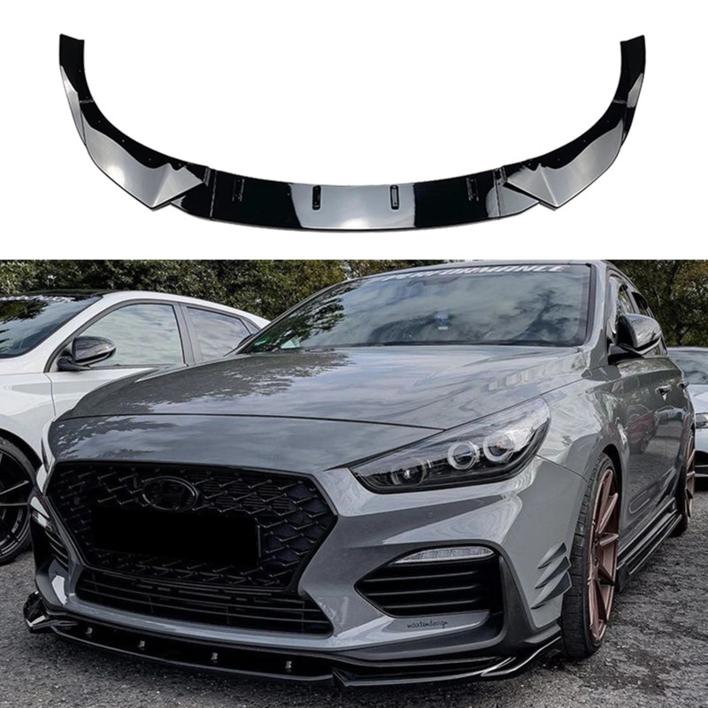 For Hyundai I30N MK3 2017-2019 Gloss Black Front Bumper Spoiler Lip ...