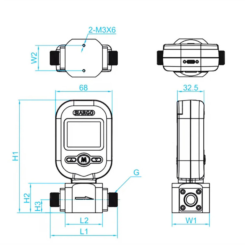 NEW MF5712 Digital Gas Air Nitrogen Oxygen Flow Meter 0-250L/min RS485 Modbus G1/2" MF5700 ...