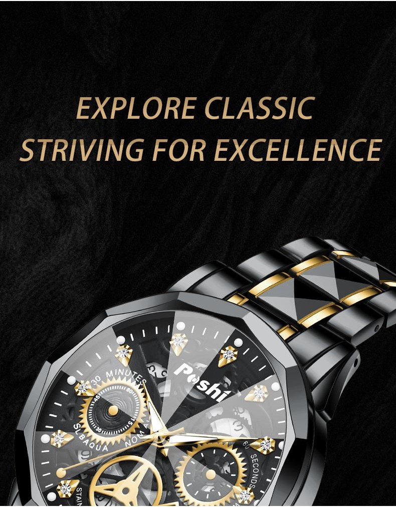 POSHI Luxury Men's Fashion Quartz Watches Men's Rhombus Mirror Original ...