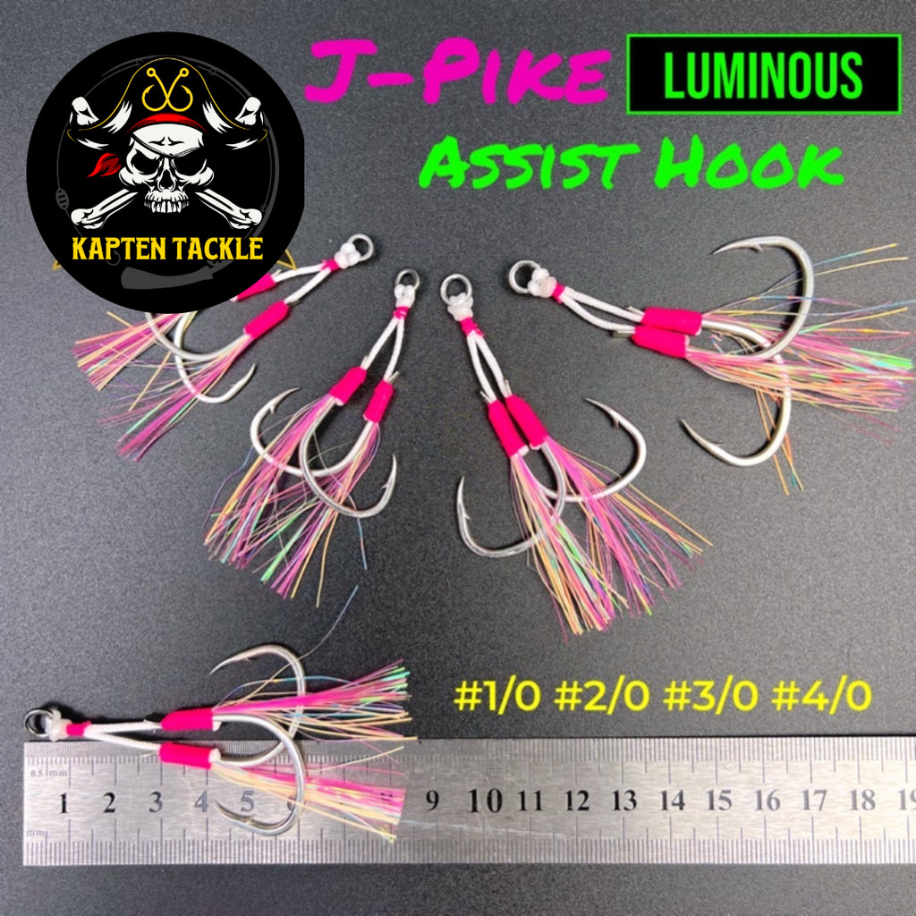 【𝐉-𝐏𝐈𝐊𝐄 𝐀𝐬𝐬𝐢𝐬𝐭 𝐉𝐢𝐠𝐠𝐢𝐧𝐠 𝐇𝐨𝐨𝐤】PINK LUMINOUS Jig Hook for Jig 40g-200g SlowJig FastJig Mata Kail ...