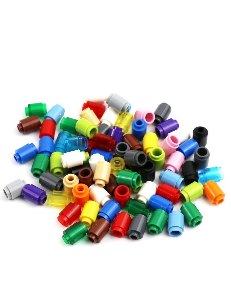 100 Pieces Building Blocks MOC Round Brick Cylinder Bricks 1 X 1 ...