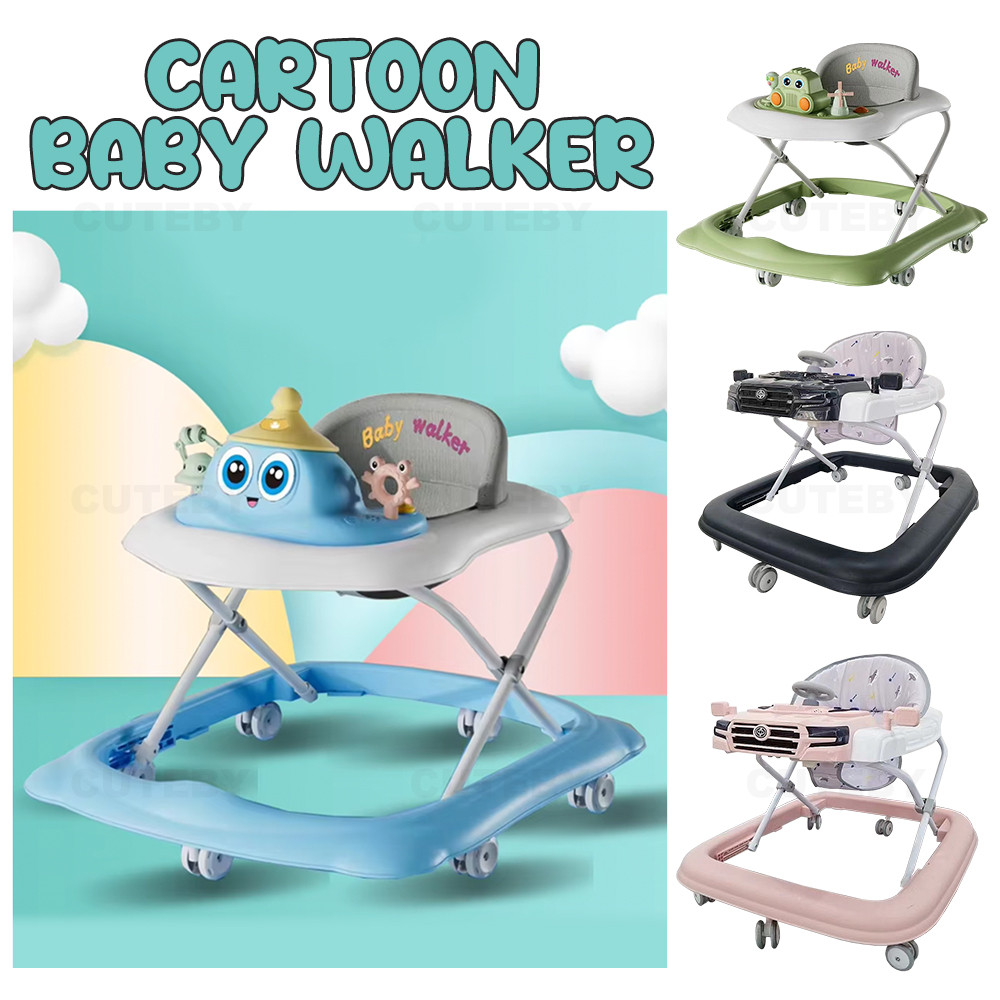 CARTOON BABY WALKER Foldable Baby Walker Anti-O Leg with music and ...