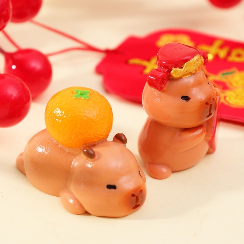Chinese New Year Fortune Capybara Ornaments CNY Anime Resin Kids Gift ...