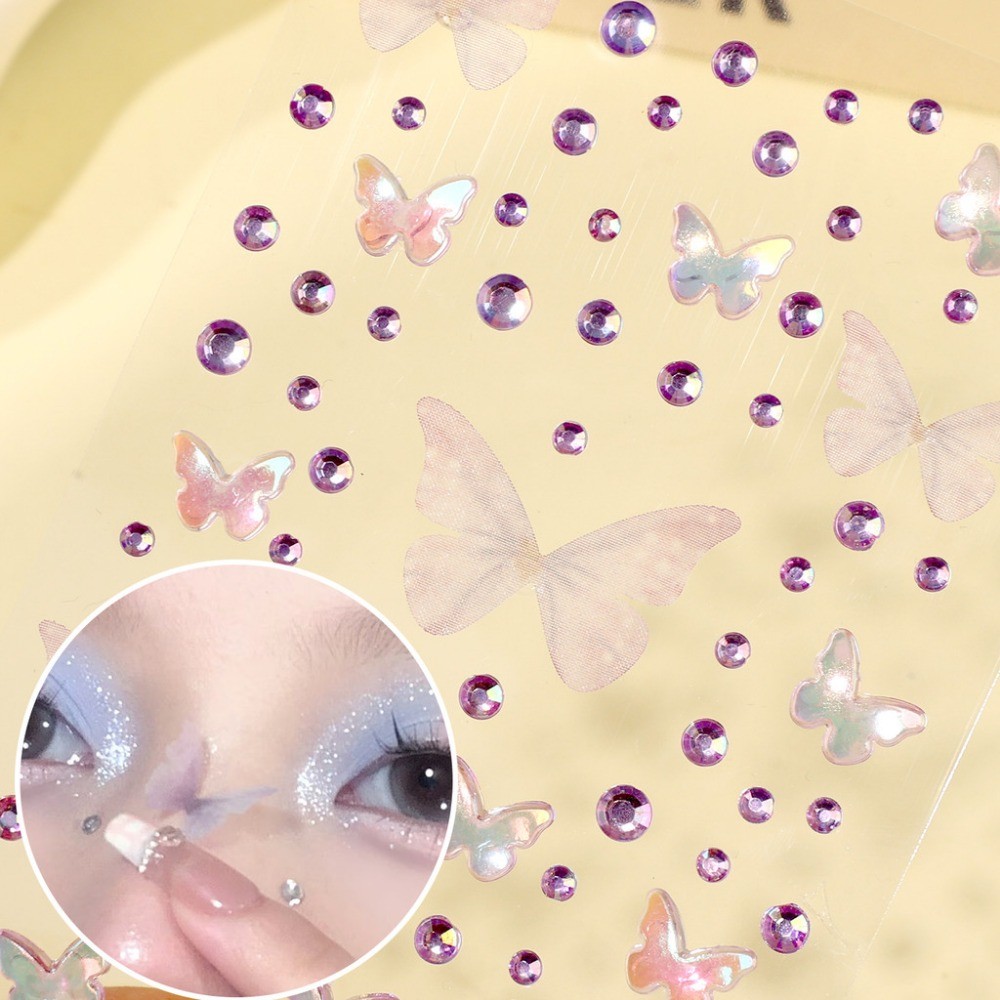 Creative 3D Mesh Fabric Butterfly Glitter Diamond Tattoo Face ...