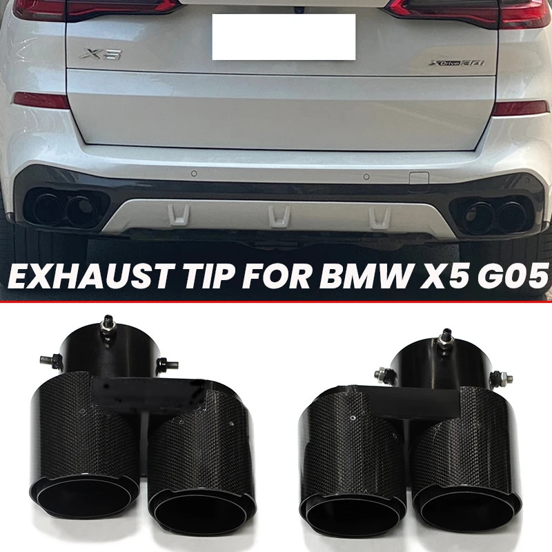 1 Pair Carbon Fiber Exhaust Tip For BMW G05 X5 G06 X6 G07 X7 2019 ...