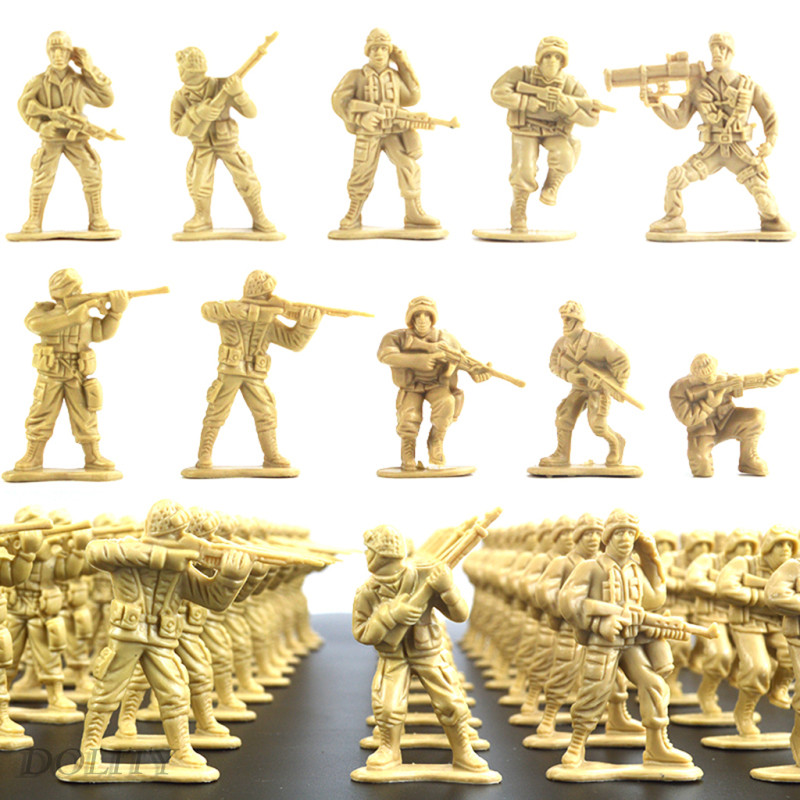 in stock [DOLITY]100x 5cm Soldier Army Men Figures WWII Sand Scene ...