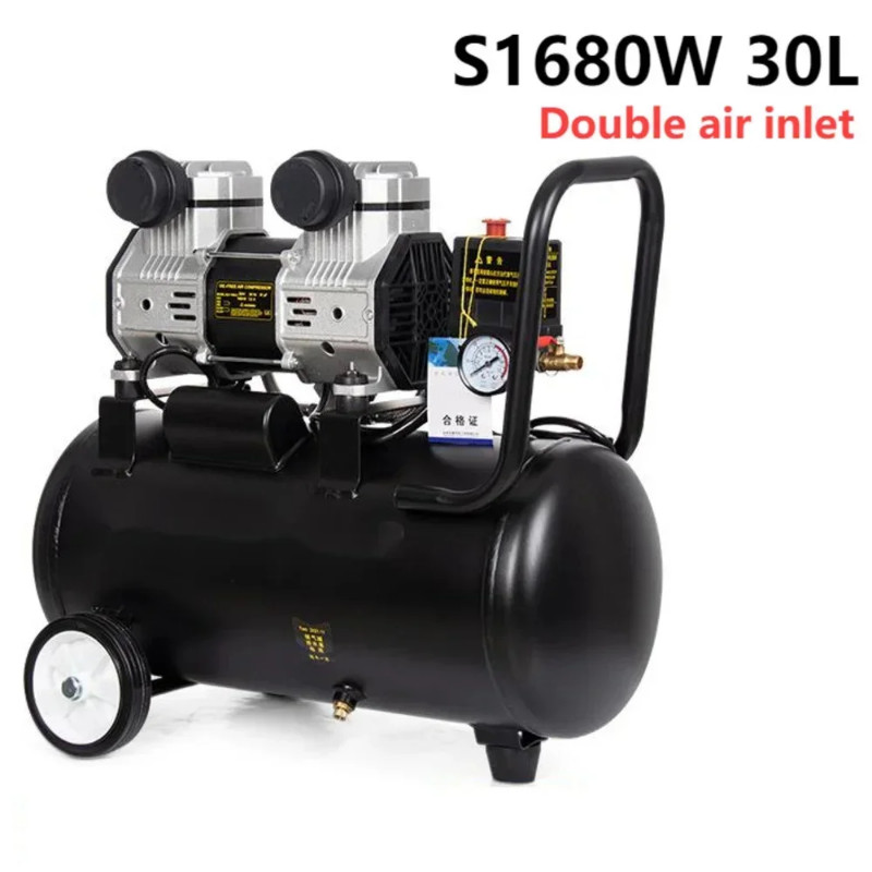 1680W 30L 140L/min 0.7Mpa Single Air Inlet Air Compressor Air Pump Oil-free Black Carpenter Air ...