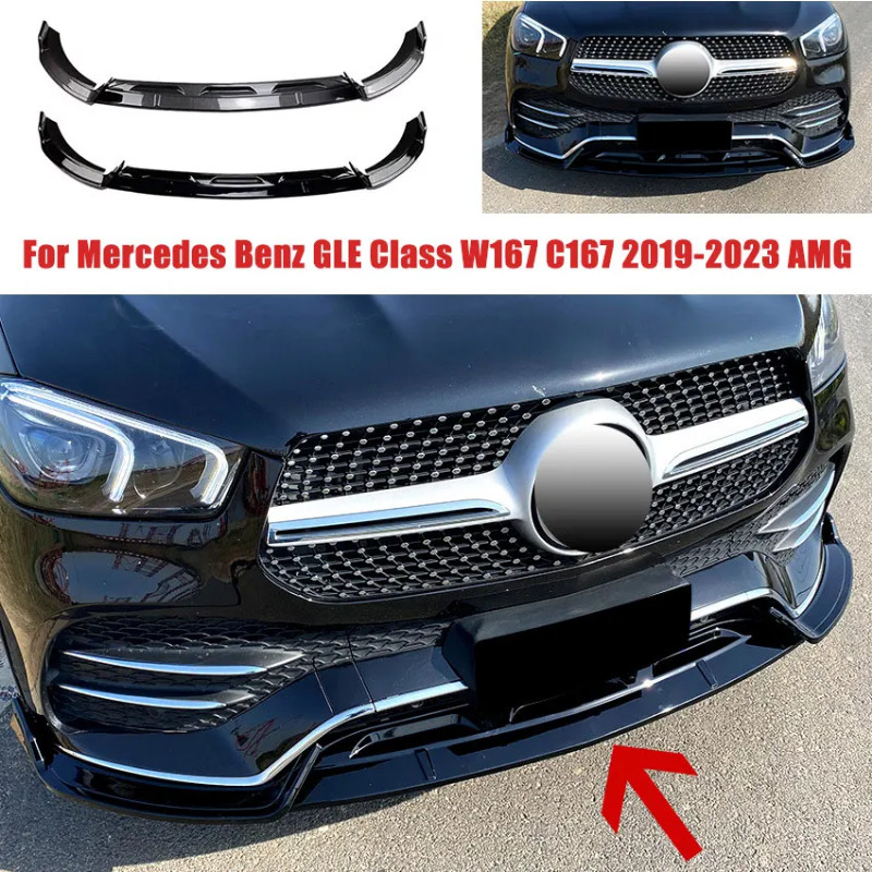 For Mercedes Benz GLE Class W167 C167 2019-2023 AMG Car Front Bumper Front Lip Spoiler ...